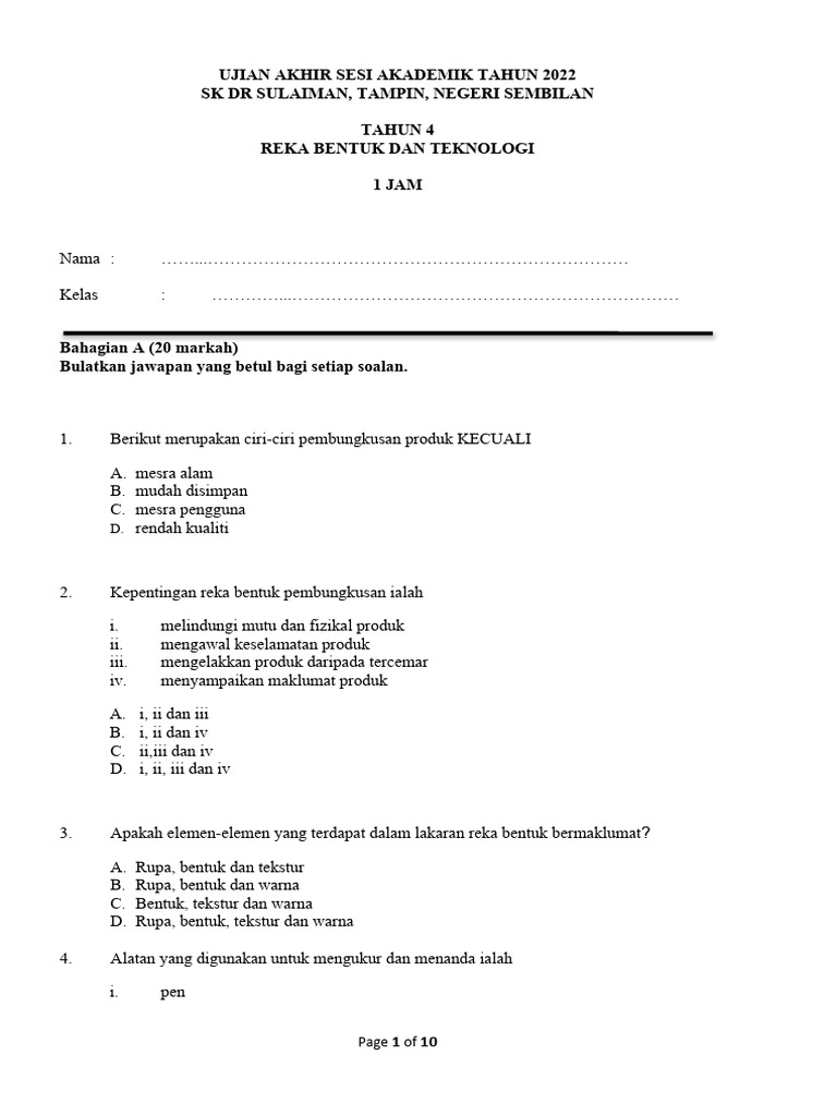 Uasa T4 RBT 2022 | PDF