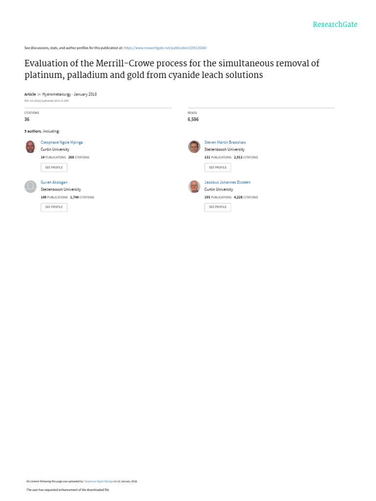 Merrill-Crowe Process for Metal Recovery | PDF | Ore | Redox
