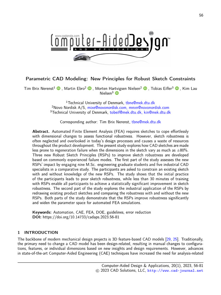 Parametric CAD Modeling - New Principles For Robust Sketch Contraint | PDF | Computer Aided ...