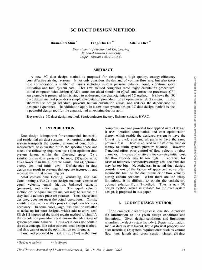 3C Duct Design Method | PDF | Duct (Flow) | Flow Measurement
