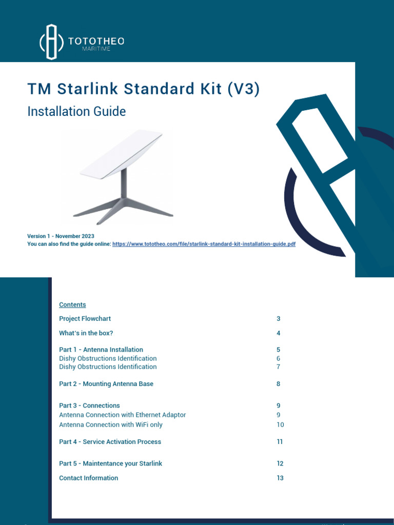 Starlink Standard Kit Installation Guide | PDF | Antenna (Radio) | Wi Fi