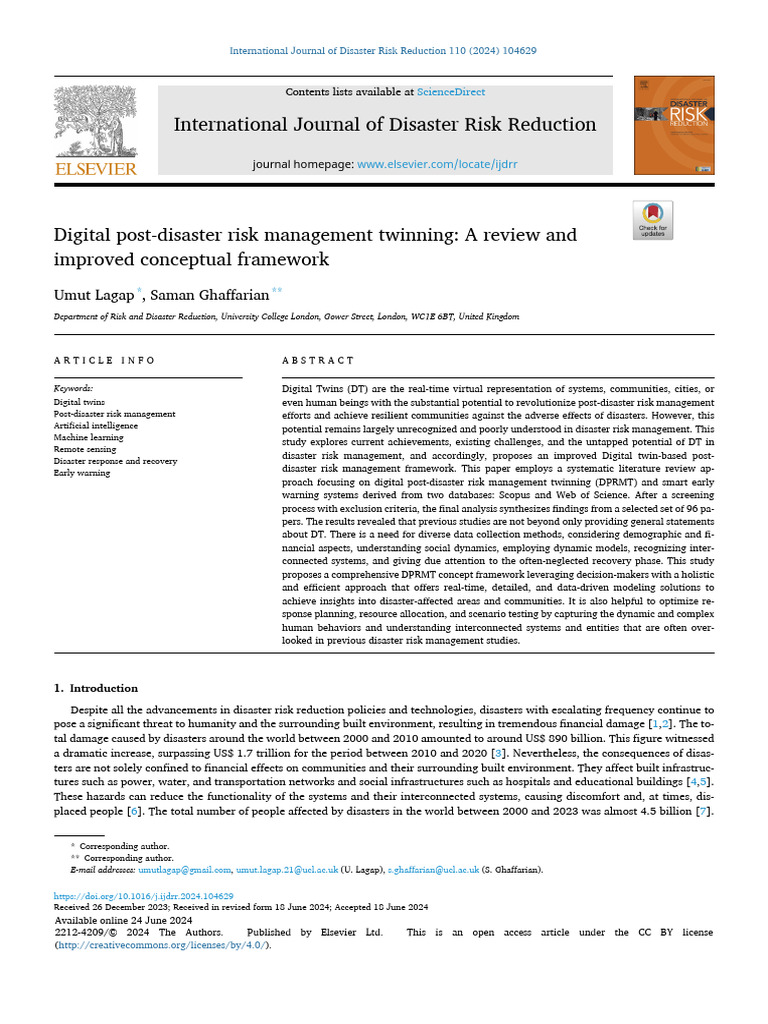 Digital Twins Pdf Natural Disasters Disaster Risk Reduction