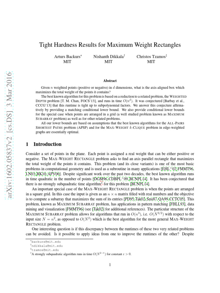 Maxwtrect | PDF | Matrix (Mathematics) | Computational Complexity Theory