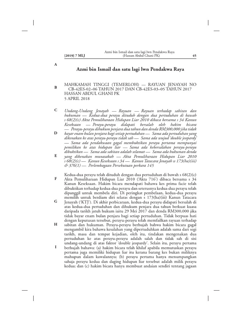 Rayuan Azmi Bin Ismail Terhadap Sabitan | PDF