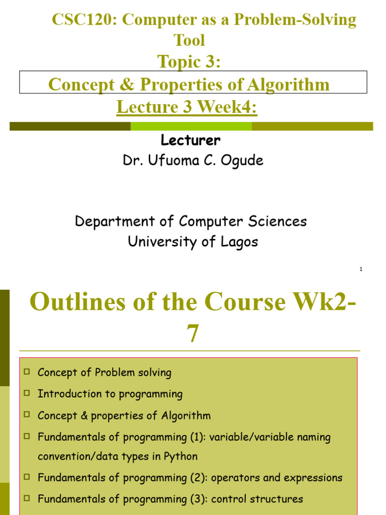 3 - Lectures Note Week4 | PDF | Algorithms | Computer Programming