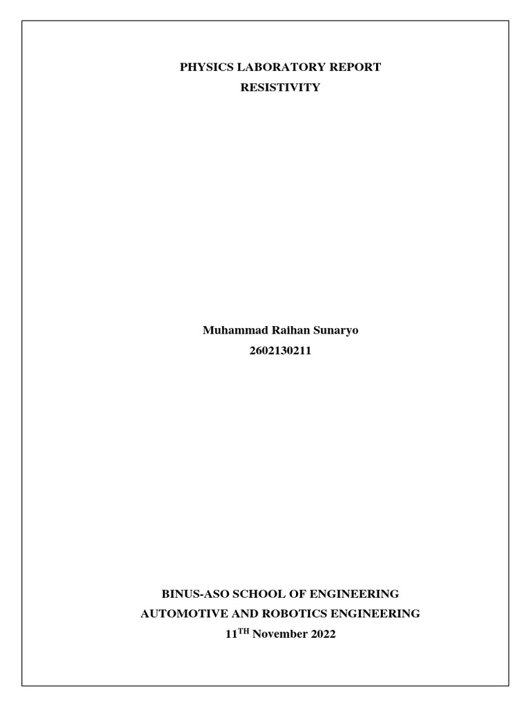 Muhamad Raihan Sunaryo Resistivity | PDF | Electrical Resistance And Conductance | Electrical ...