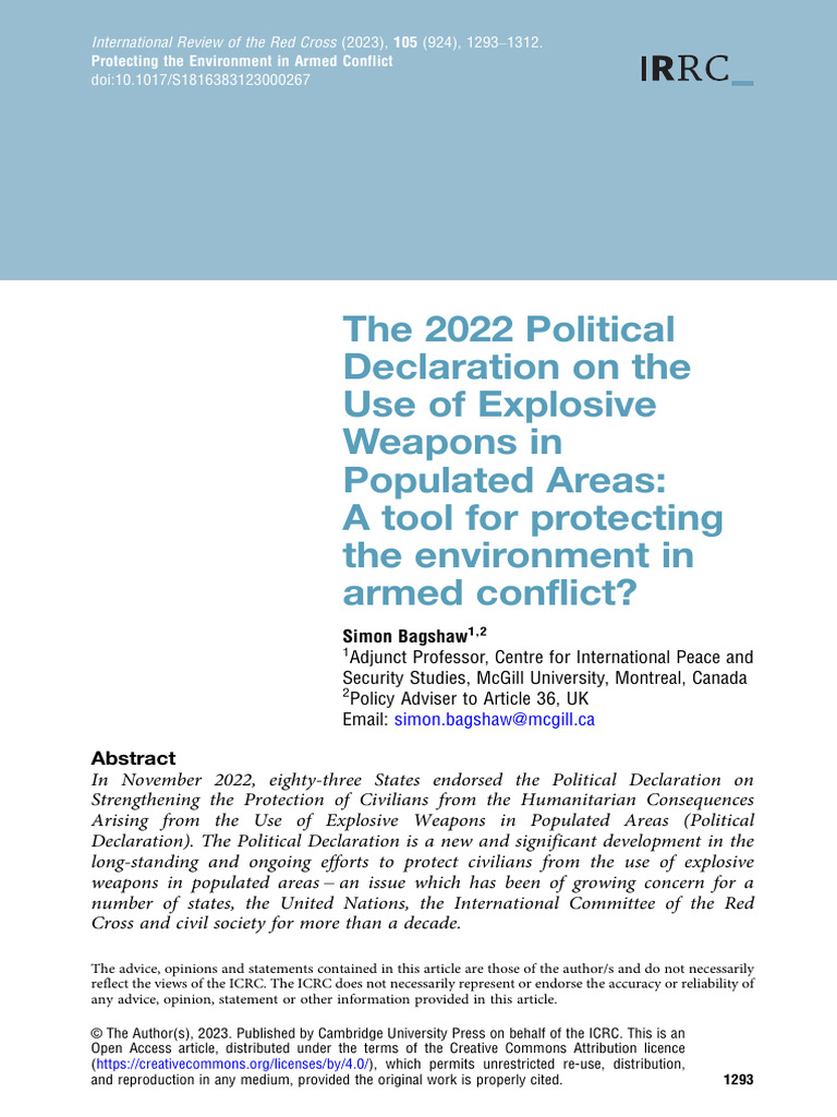 The 2022 Political Declaration On The Use of Explosive Weapons in ...