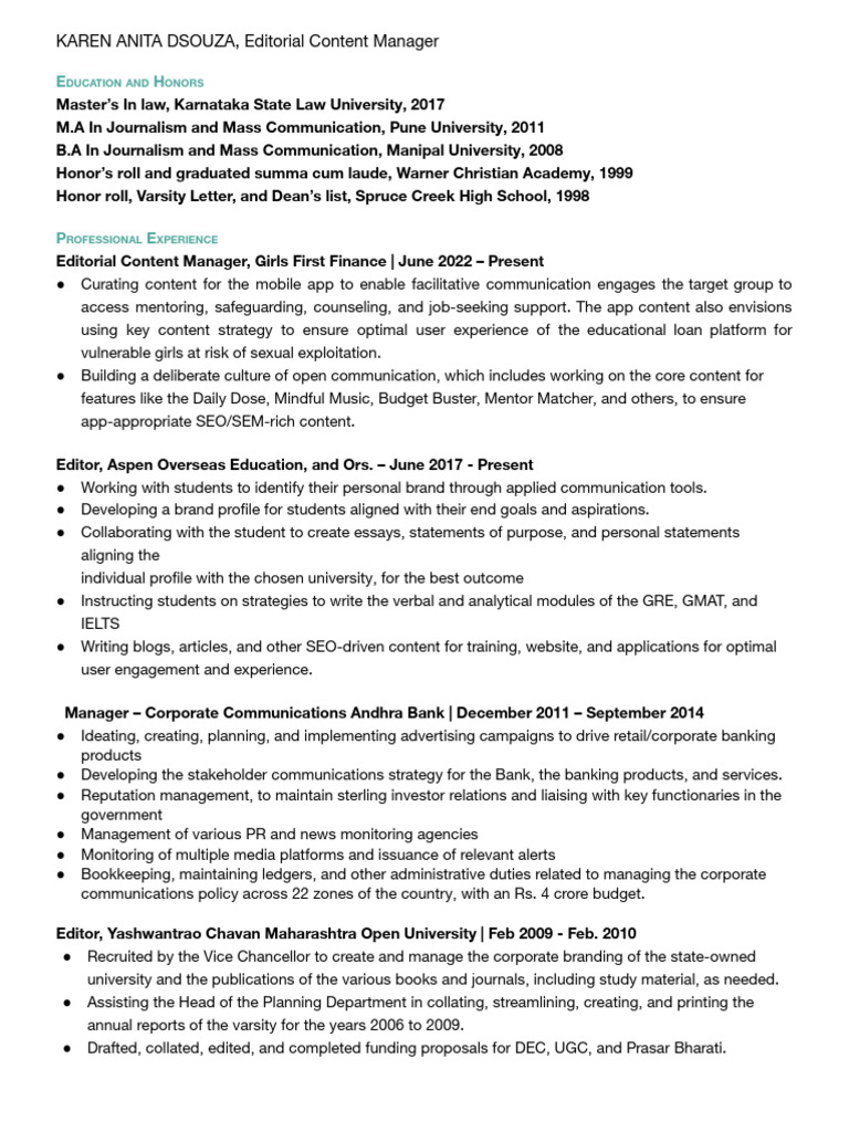 Karen Dsouza Final CV.docx | PDF