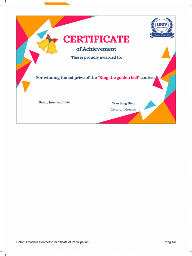 Colorful Modern Geometric Certificate of Participation | PDF