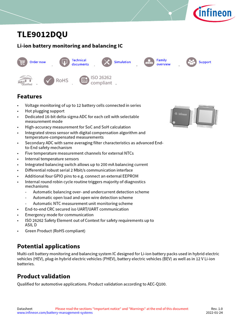 Infineon TLE9012DQU DataSheet v01 00 en | PDF | Electrical Engineering | Electricity