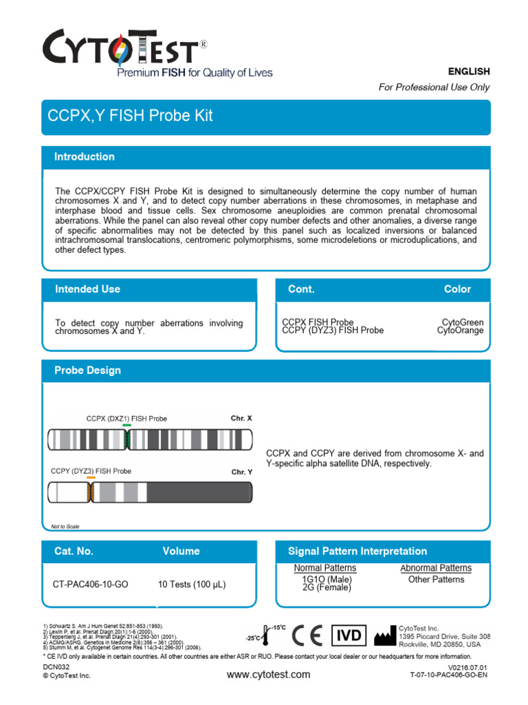 Cytotest - CCPX, Y FISH Probe Kit | PDF | Fluorescence In Situ ...