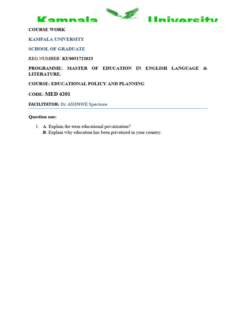 Course Work by Ku0051722023 | PDF | Policy | Evaluation