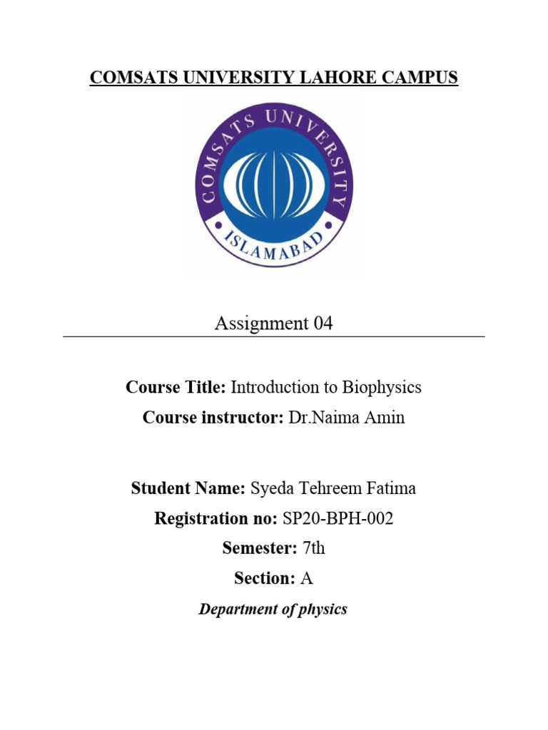 Sp20 BPH 002 A4 Biophysics | PDF | Climate Change Mitigation | Energy Conservation