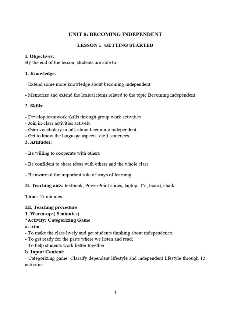 GiaoAn Lesson1 Getting Started - Unit8 - Grade11 | PDF | Vocabulary | Word