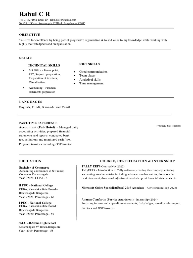 Rahul.CV | PDF | Accounting Rahul.CV | PDF | Accounting