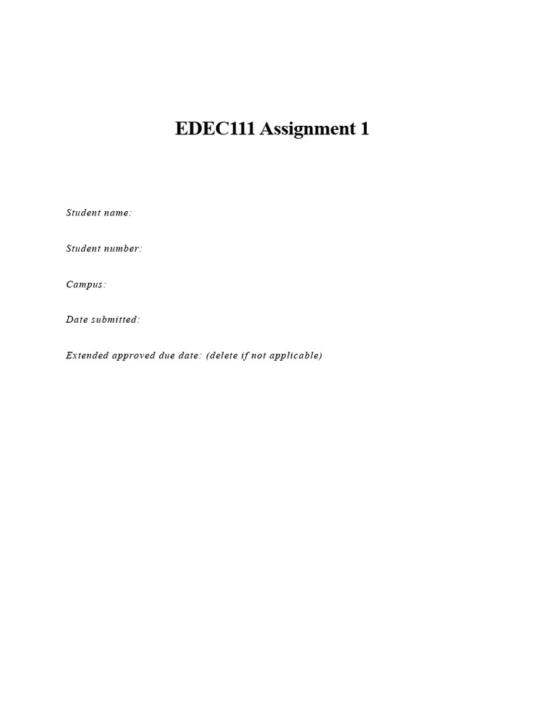 EDEC1111 Assignment 1 Template 2023 | PDF | Language Arts & Discipline