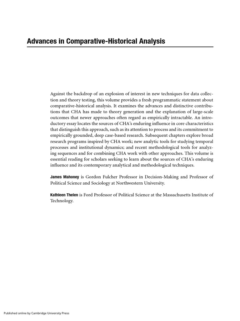 Ebook Advances in Comparative Historical Analysis | PDF | Methodology ...