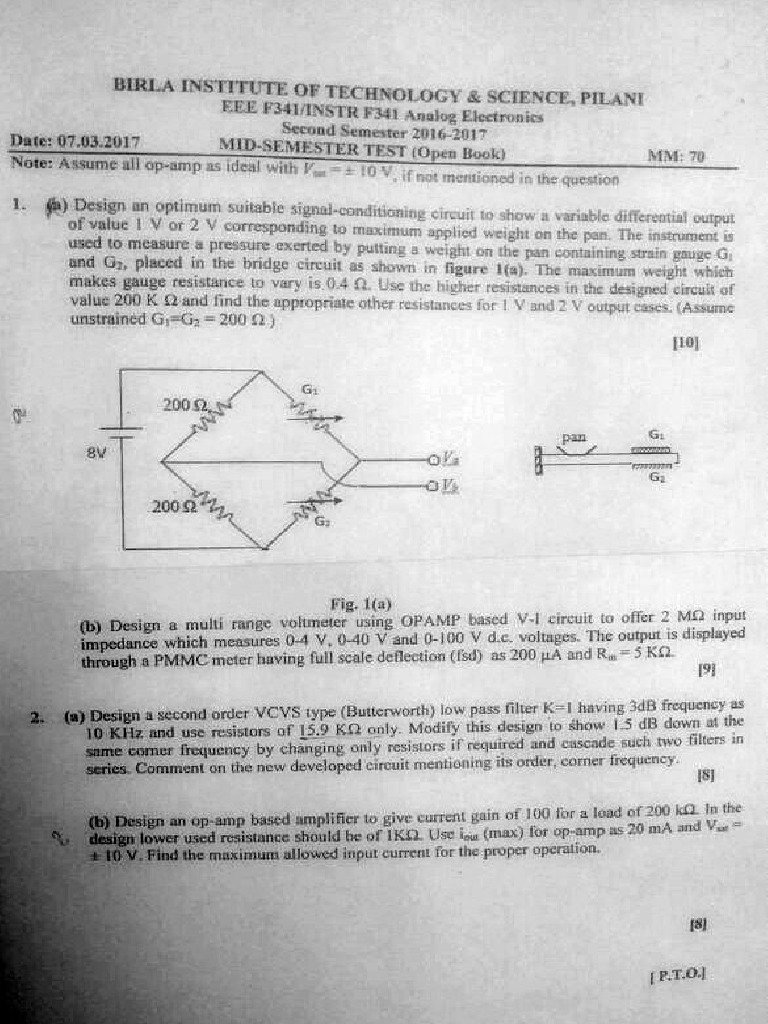 AnE Midsem 2017 Paper&Solutions | PDF