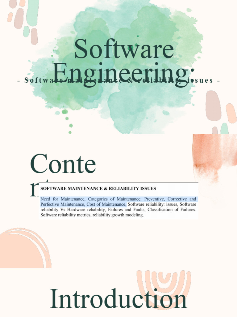 Software Engineering:: - Software Maintenance & Reliability Issues | PDF | Software | Software Bug