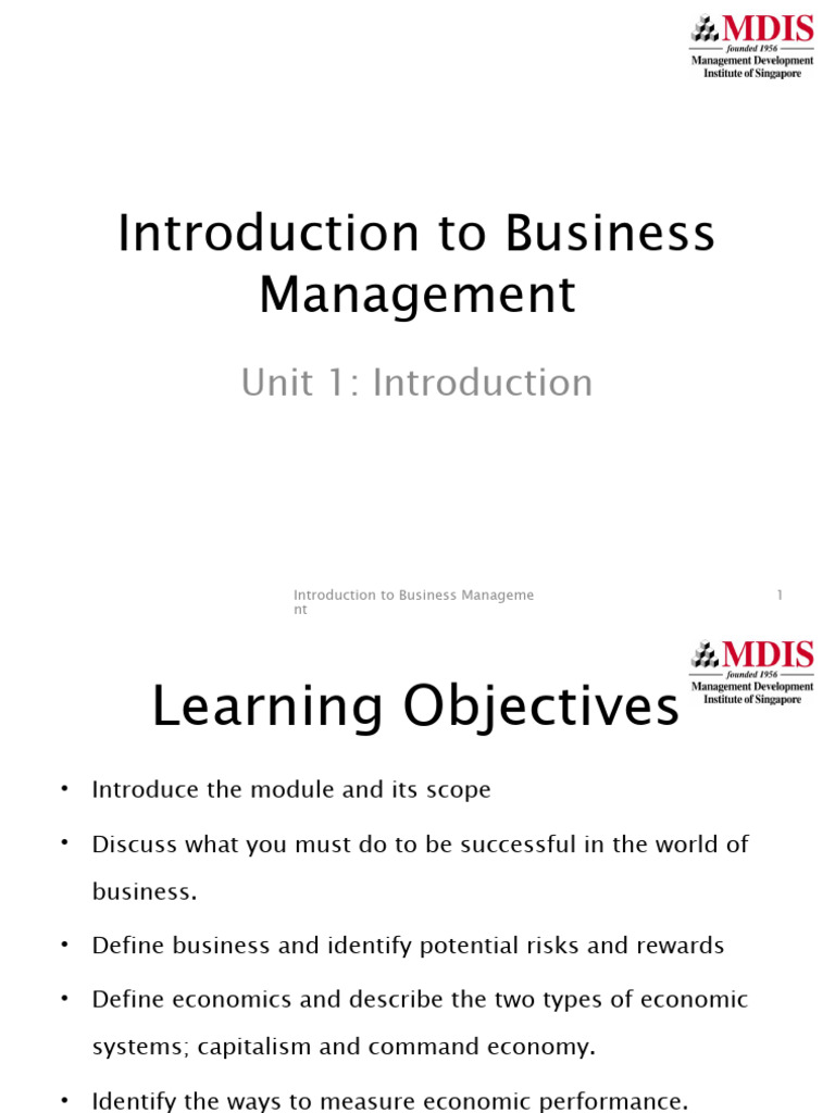 Unit 1 - Introduction To Business Management | PDF | Business | Capitalism