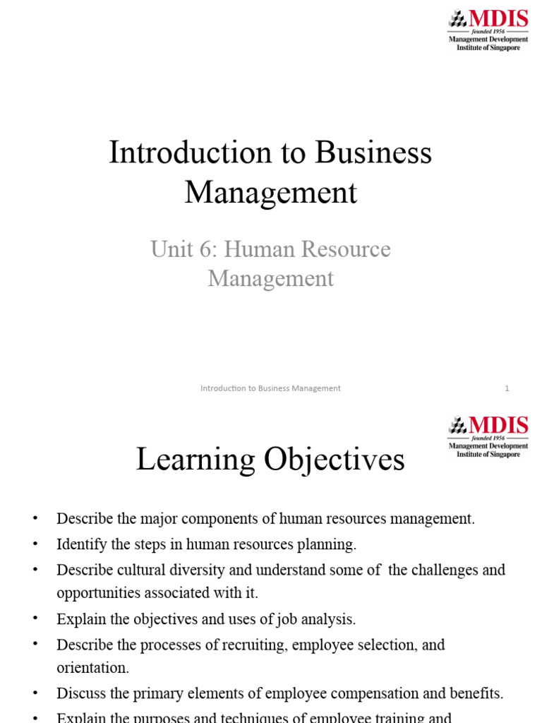 Unit 6 - Introduction to Business Management | PDF | Human Resource Management | Performance ...