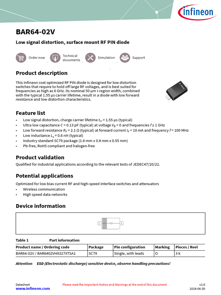 Infineon BAR64 02V DS v01 - 01 EN | PDF | Diode | Electrostatic Discharge