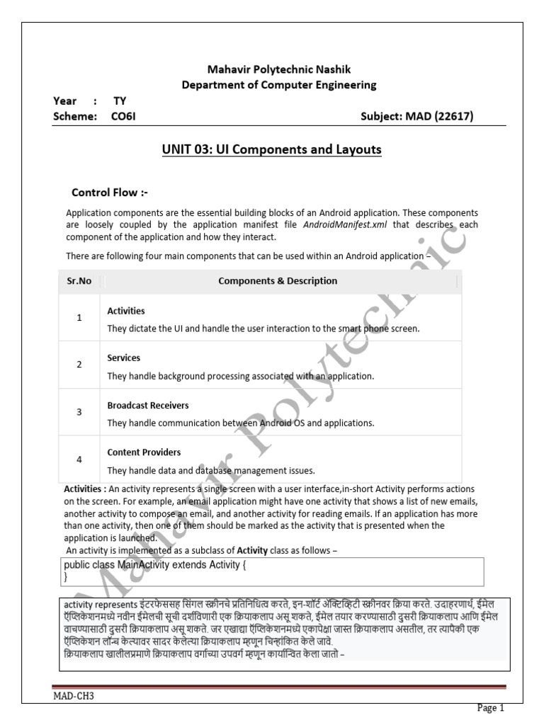 Android App Components Guide | PDF | Computer File | Android (Operating System)