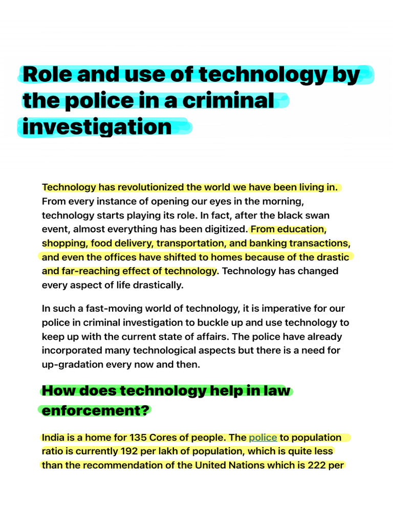 Role and Use of Technology by The Police in A Criminal Investigation ...