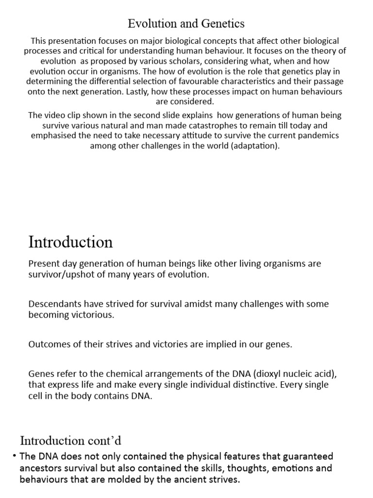 Evolution and Genetics: Human Behavior Insights | PDF | Natural ...