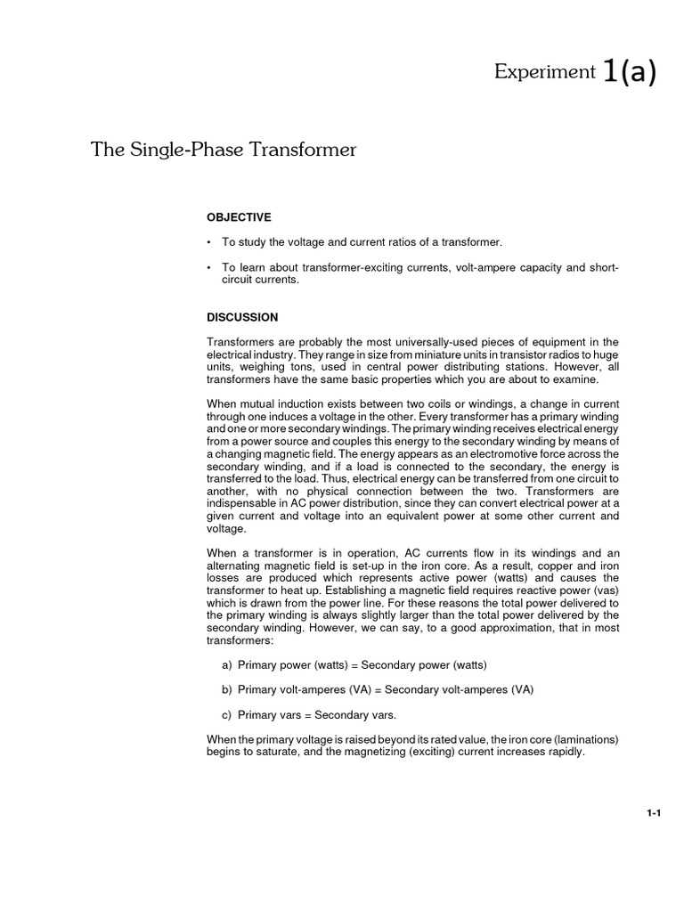 Exp 01: Polarity and Transformer | PDF | Transformer | Alternating Current