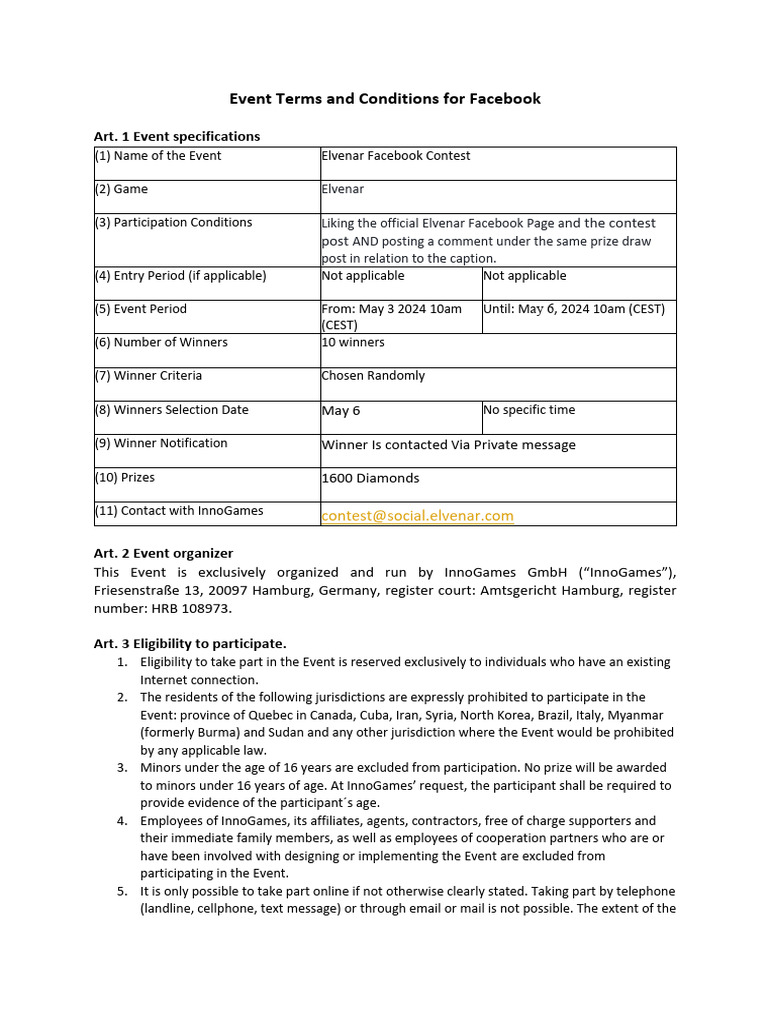OX Event Terms and Conditions For Facebook (May3 2024) | PDF | Legal ...