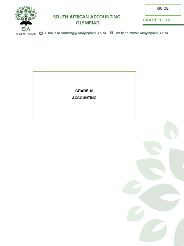 Accounting Guide Scope Grade 10 | PDF | Debits And Credits | Bookkeeping