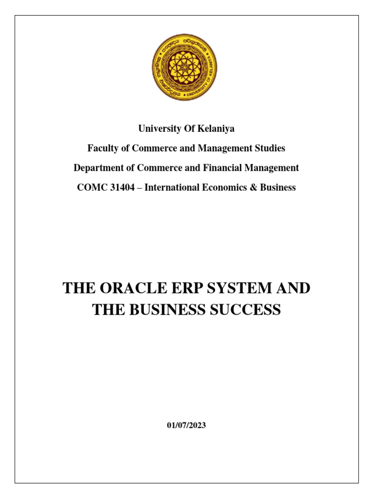 Oracle ERP System: Driving Business Success | PDF | Enterprise Resource ...