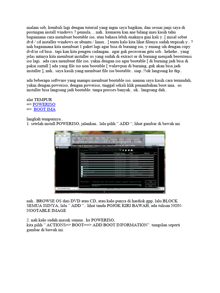 Cara Buat Bootable Windows Dgn PowerISO | PDF