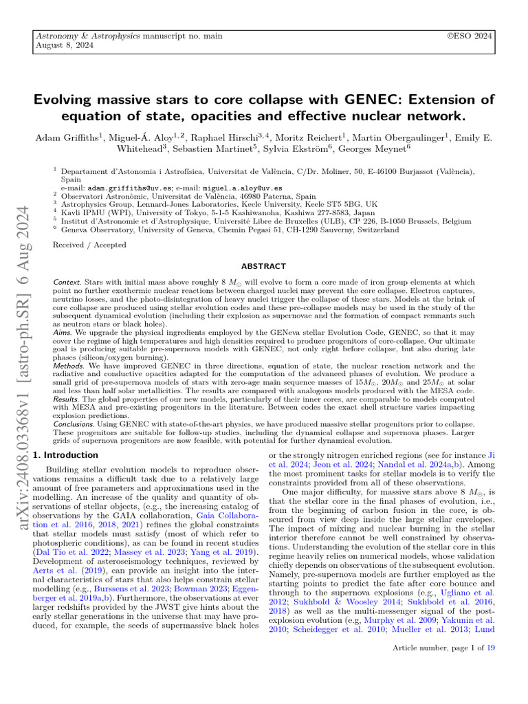 2024 Griffiths - Evolving Massive Stars To Core Collapse With GENEC ...