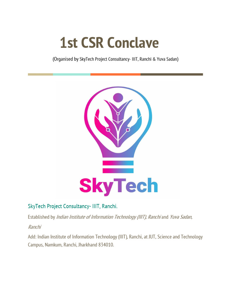 1st CSR Conclave Brochure | PDF | Corporate Social Responsibility ...