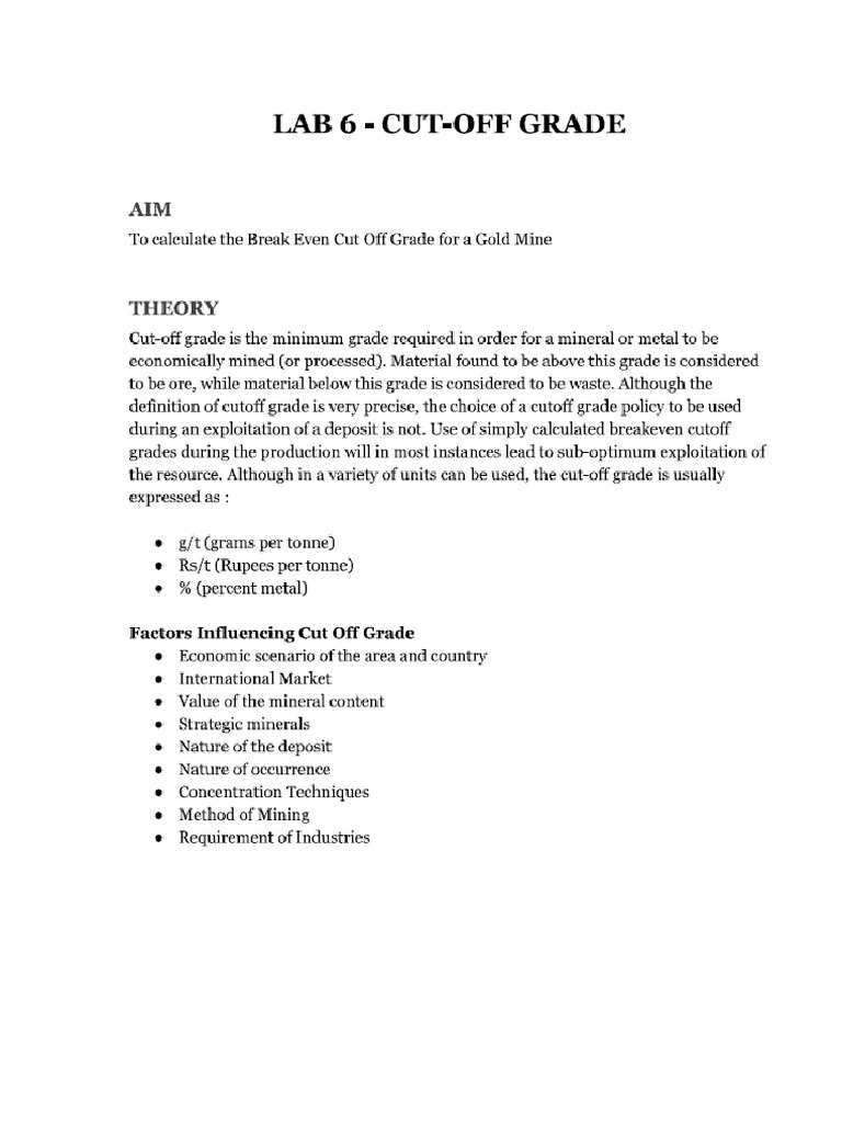 2. cut-off grade | PDF