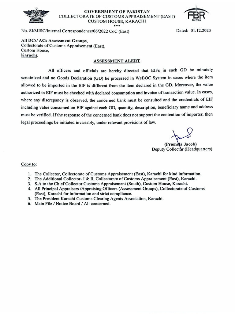 EIF Assessment Alert in East 01-12-2023 | PDF