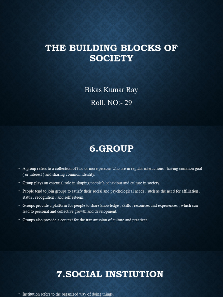 The Building Blocks of Society | PDF | Socialization | Institution