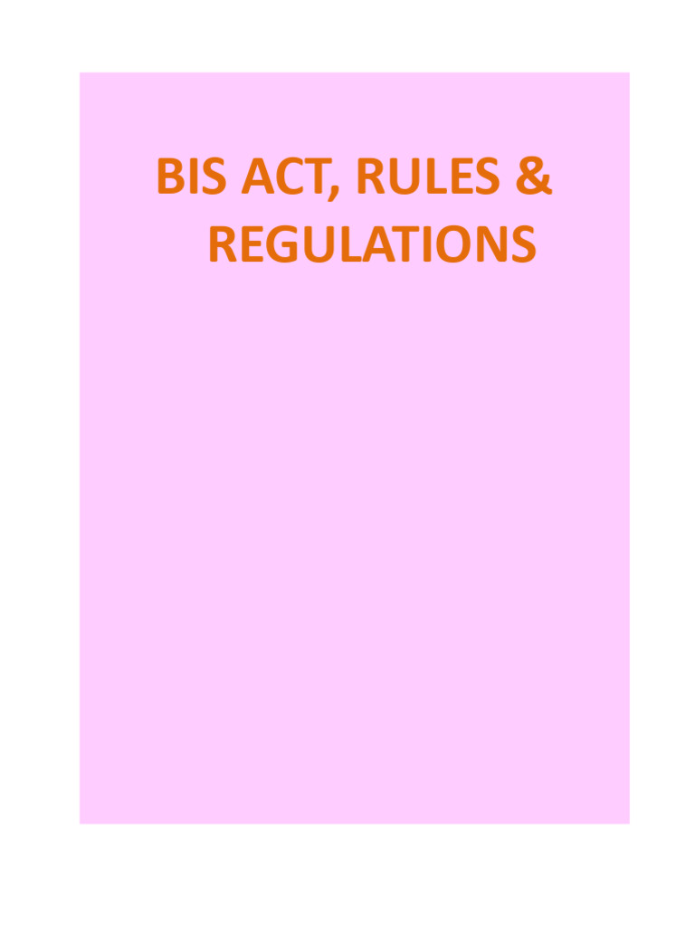 BIS Act, Rules, Regulations | PDF | Committee | Government
