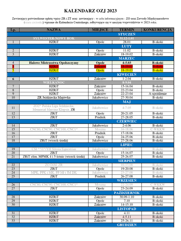 Kalendarza OZJ 2023 06.03.2023 | PDF