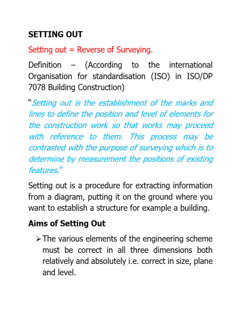 Setting Out Notes | PDF | Surveying | Angle