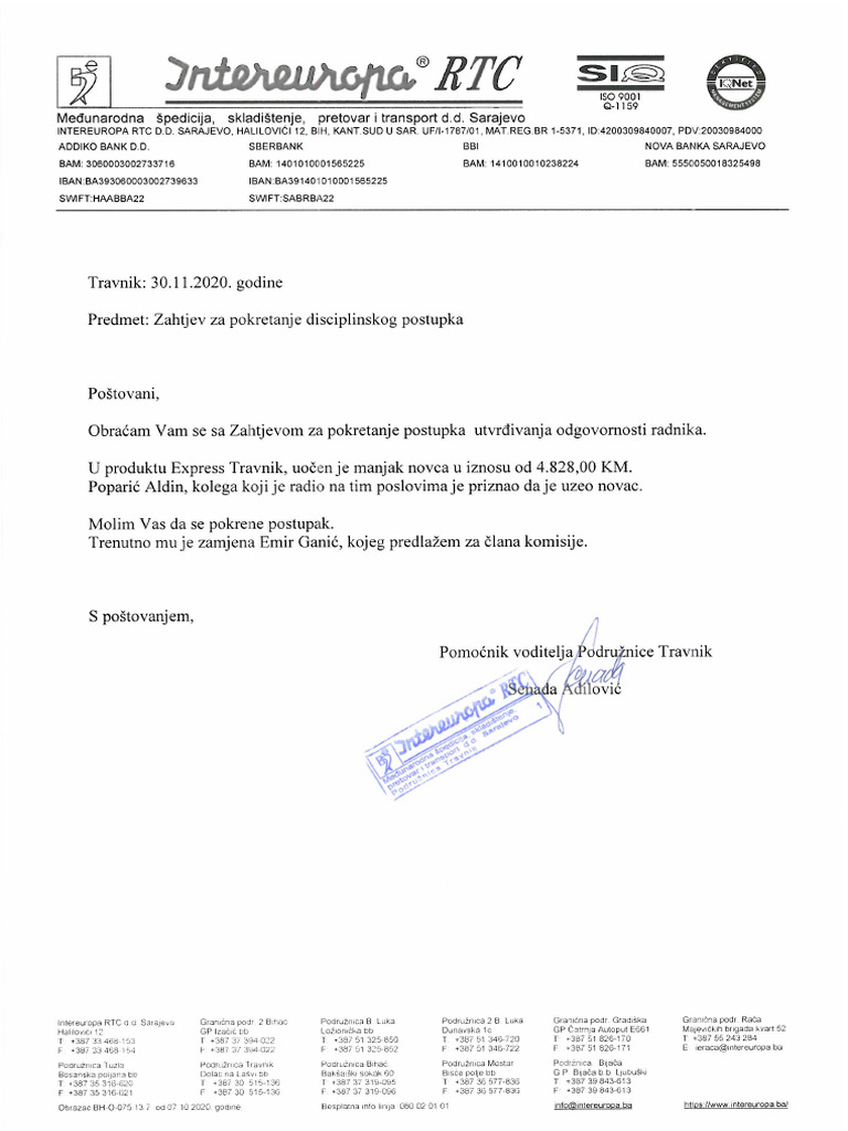 Zahtjev Za Pokretanje Postupka Aldin Poparić | PDF