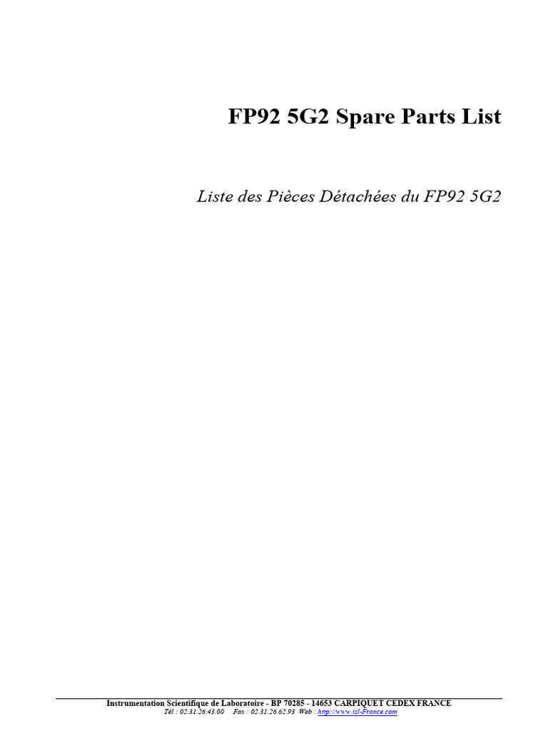 Liste de pièces FP92 5G2 | PDF | Électrotechnique | Électricité