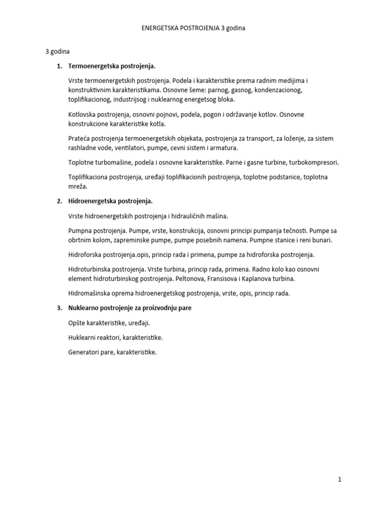 Energetska Postrojenja Za Srednju Školu | PDF