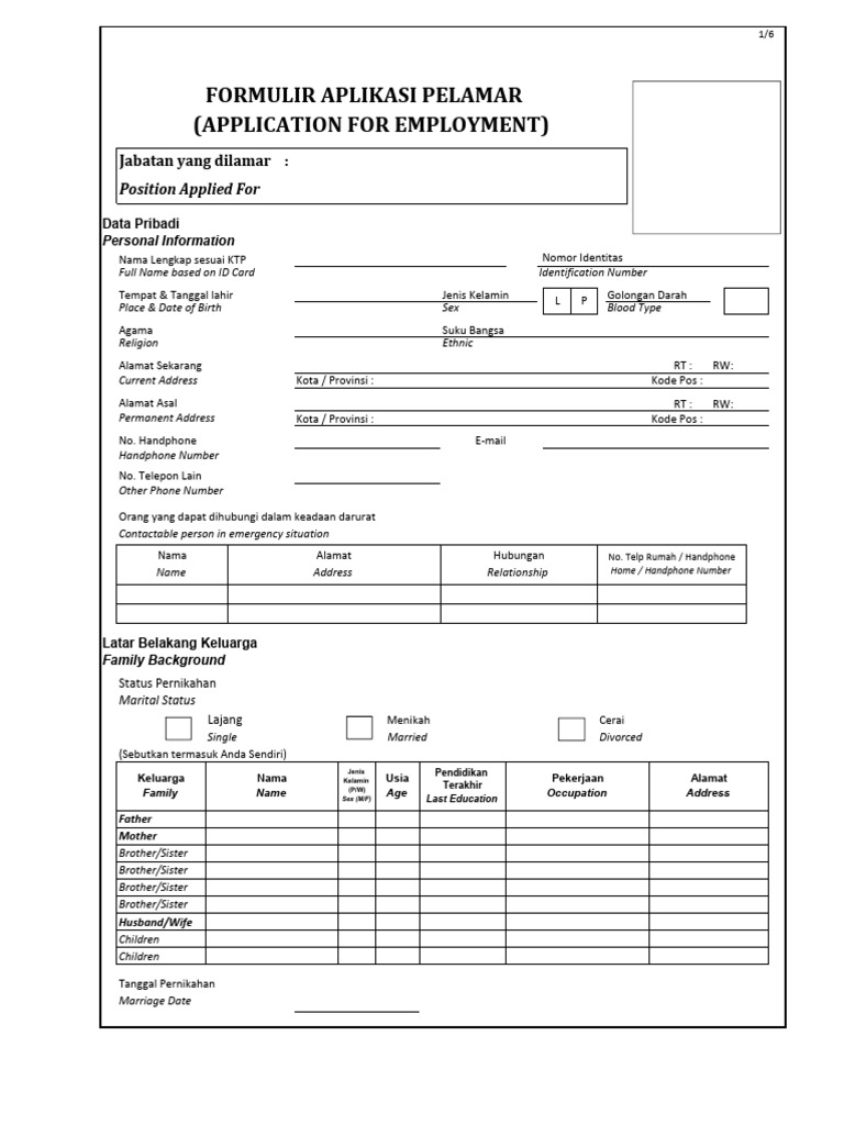 Form Aplikasi Pelamar | PDF