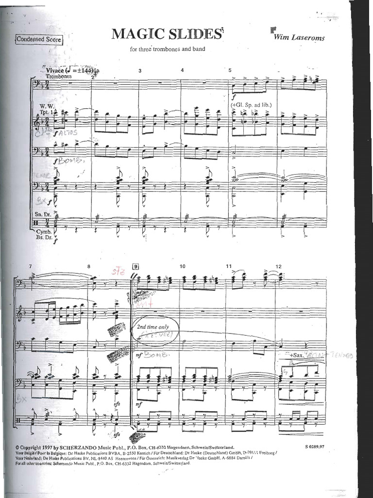 Magic Slides - 3 Tbnes e Banda (Full Score e Parts) | PDF