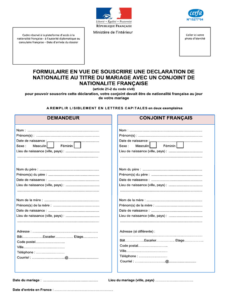 Formulaire en Vue de Souscrire Une Declaration de | PDF