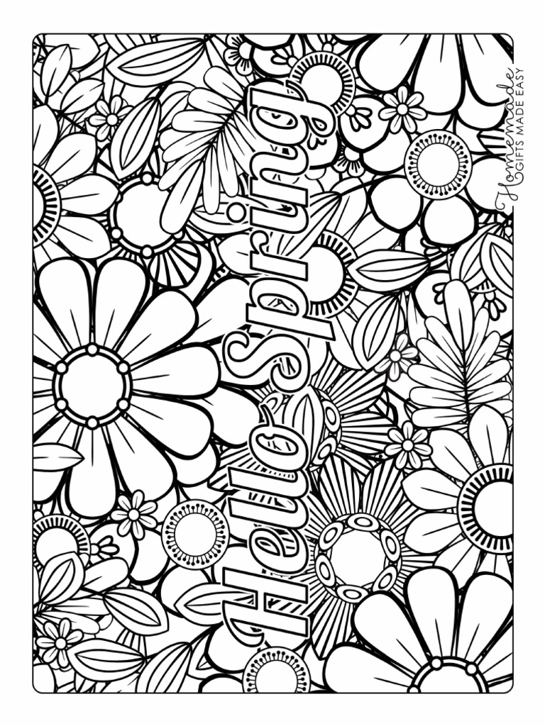 Spring Coloring Pages Hello Spring Flower Doodle For Adults | PDF