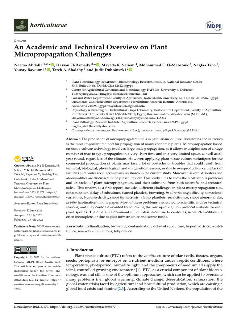 Plant Micropropagation Challenges Explained | PDF | Biology | Plants